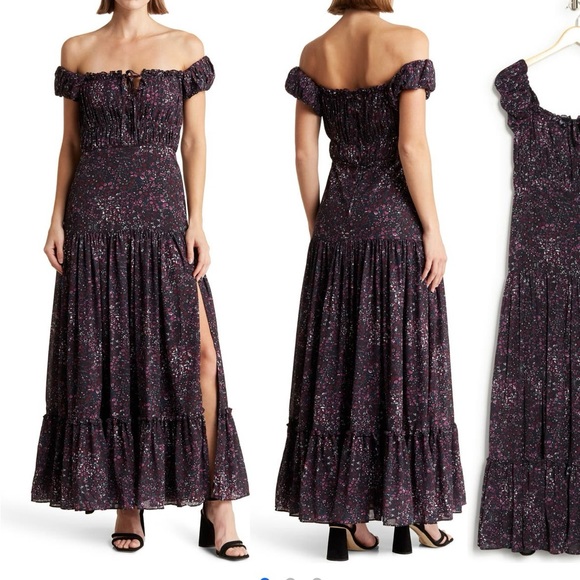 Area Stars | Dresses | Area Stars Dreya Cap Sleeve Tiered Maxi Dress ...